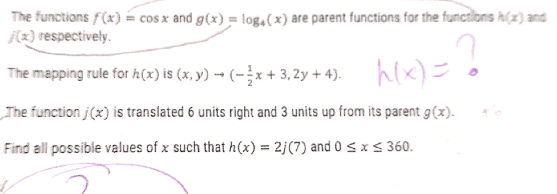 Solved The functions f(x)=cosx ﻿and g(x)=log4(x) ﻿are parent | Chegg.com