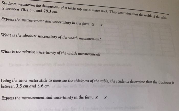 Solved Students measuring the dimensions of a table top use | Chegg.com