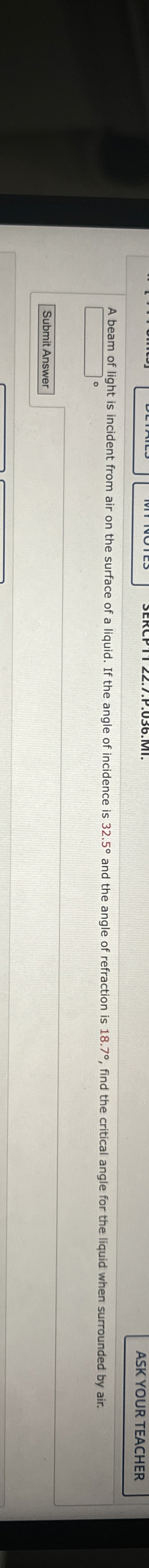 Solved ASK YOUR TEACHERA beam of light is incident from air | Chegg.com