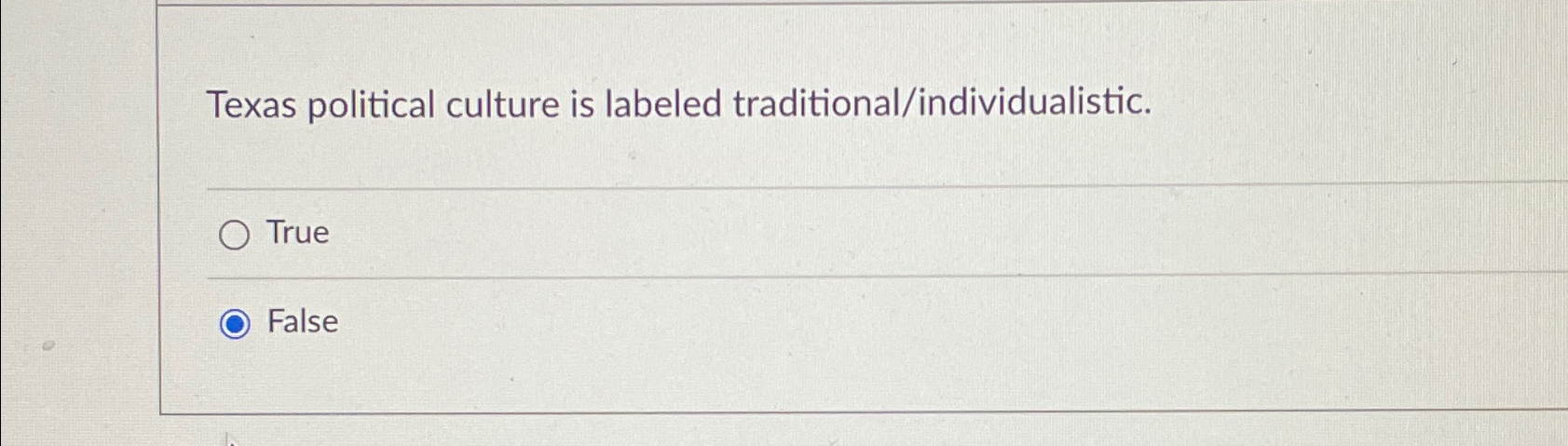 Solved Texas political culture is labeled | Chegg.com