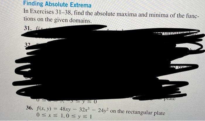 Solved Finding Absolute Extrema In Exercises 31-38, find the | Chegg.com