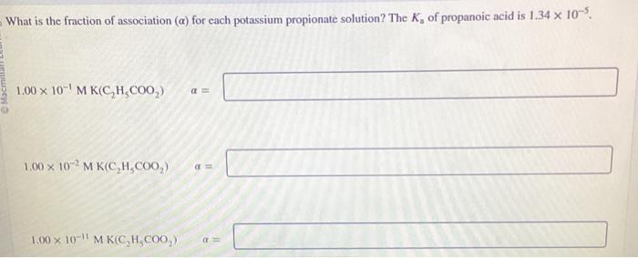 Solved What is the fraction of association (α) for each | Chegg.com