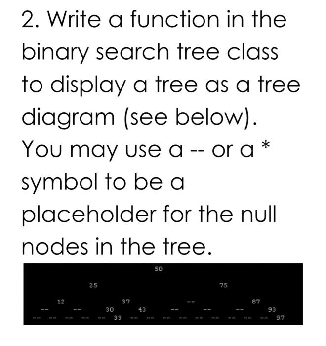 Solved 2 Write A Function In The Binary Search Tree Class