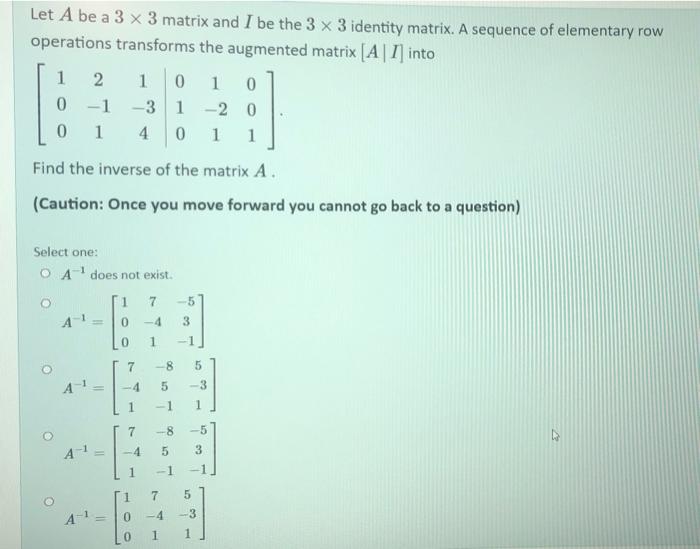 Solved Let A be a 3 x 3 matrix and I be the 3 x 3 identity | Chegg.com