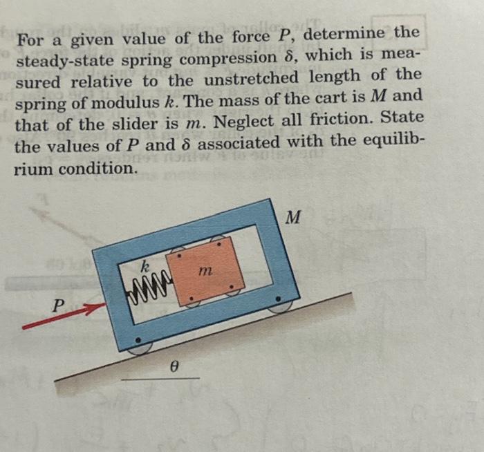 Solved For a given value of the force P, determine the | Chegg.com