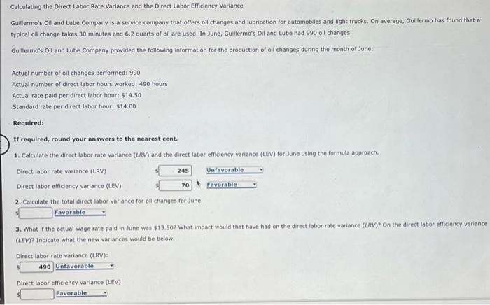 Solved Calculating the Direct Labor Rate Variance and the | Chegg.com