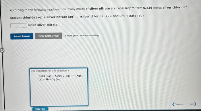 Solved According to the following reaction, how many moles | Chegg.com