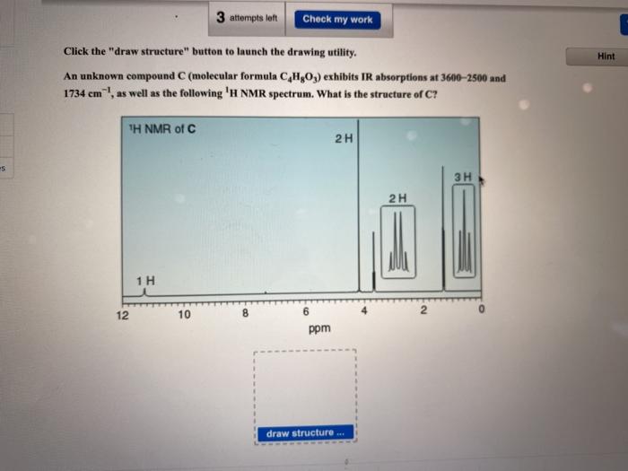 Solved 3 attempts left Check my work Hint Click the "draw | Chegg.com