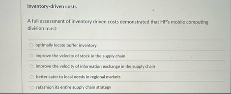 Solved Inventory-driven costsA full assessment of inventory | Chegg.com