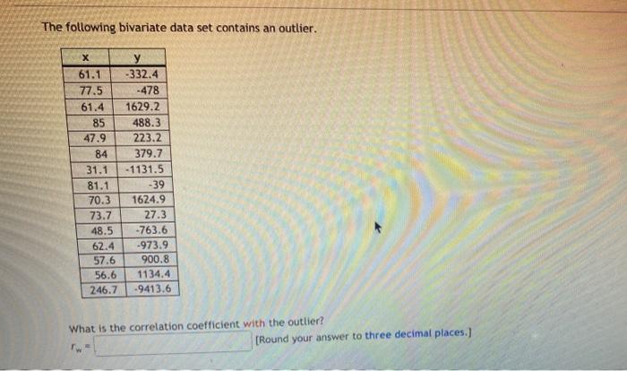 Solved The Following Bivariate Data Set Contains An Outlier