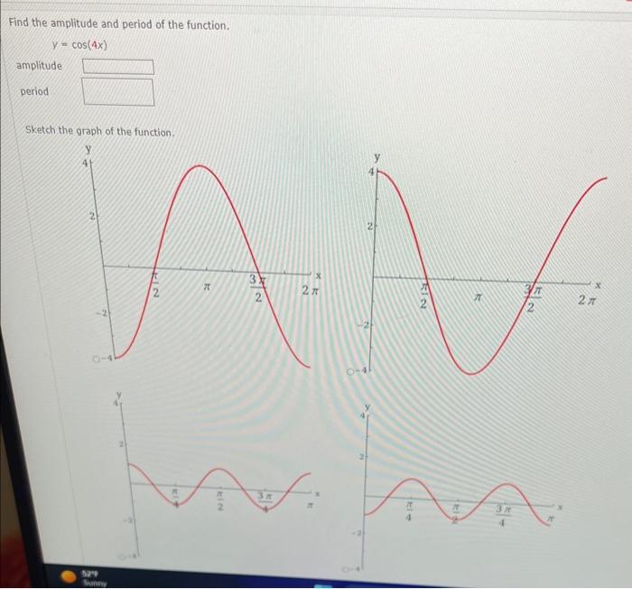 Solved Find the amplitude and period of the function. | Chegg.com