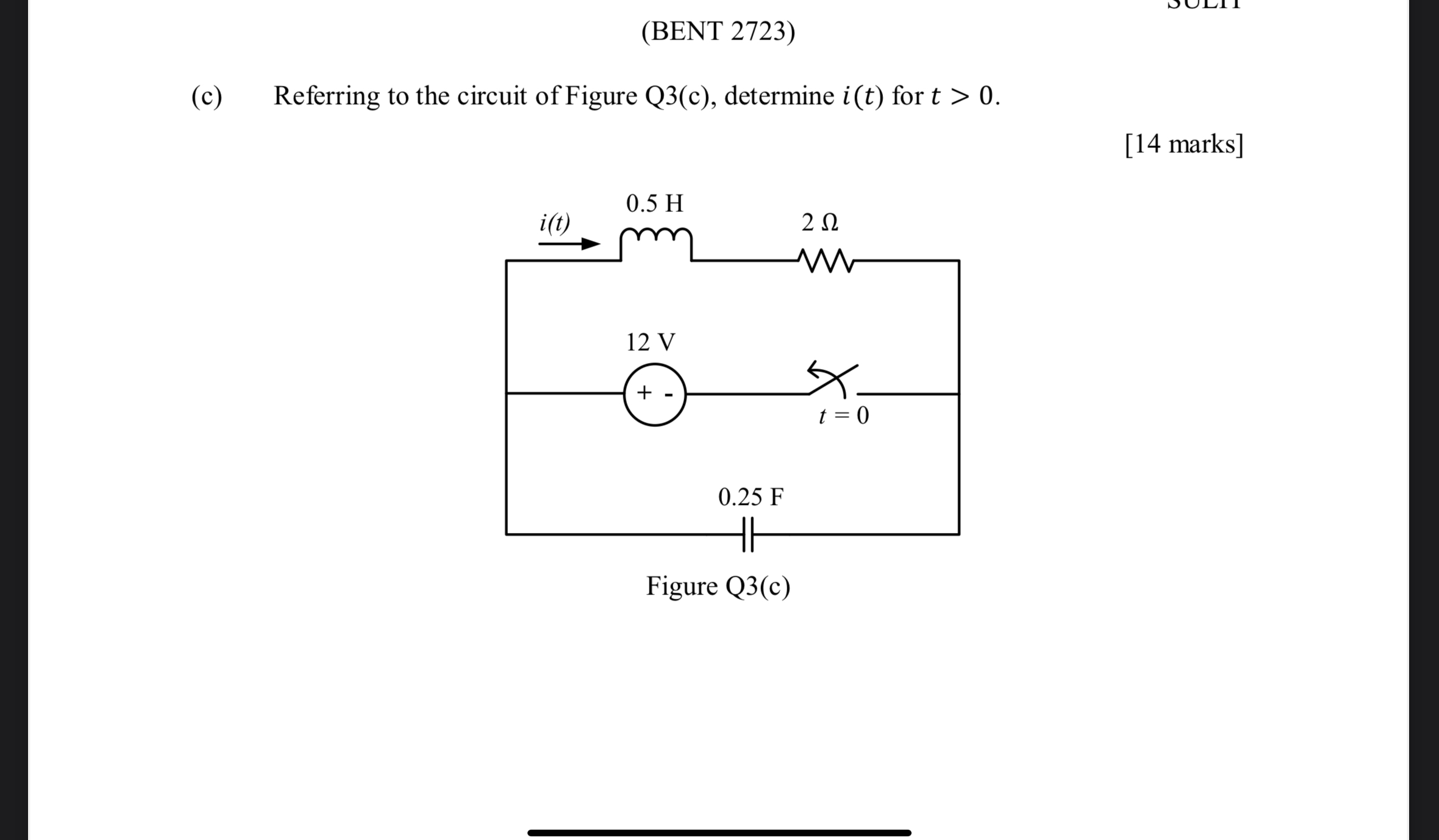 Solved (BENT 2723)(c) ﻿Referring to the circuit of Figure | Chegg.com