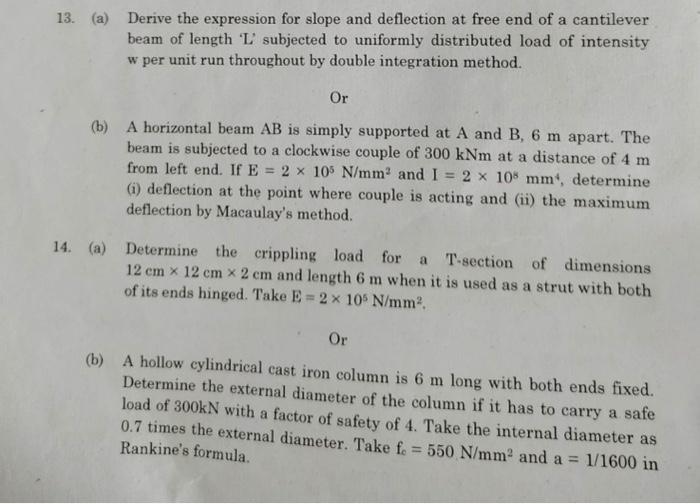 Solved 13. (a) Derive the expression for slope and | Chegg.com
