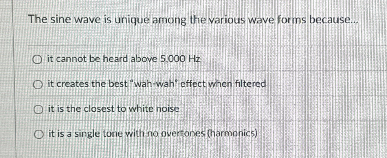 Solved The sine wave is unique among the various wave forms | Chegg.com