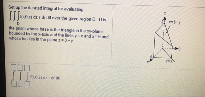 Solved Set up the iterated integral for evaluating f(r.0.z) | Chegg.com