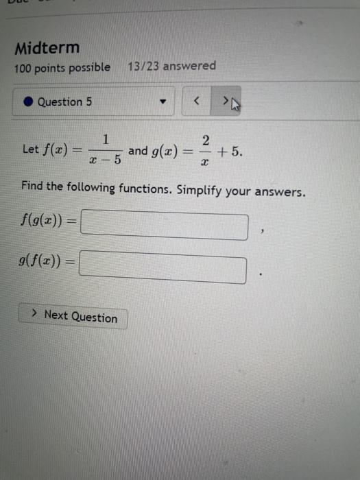 Solved Midterm 100 points possible 13/23 answered Let | Chegg.com