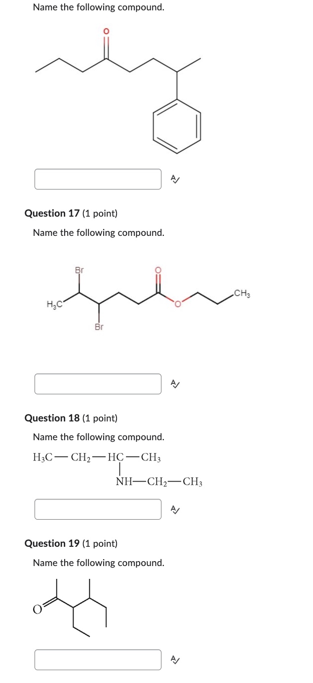 Solved Name the following compound.ΔQuestion 17 (1 | Chegg.com
