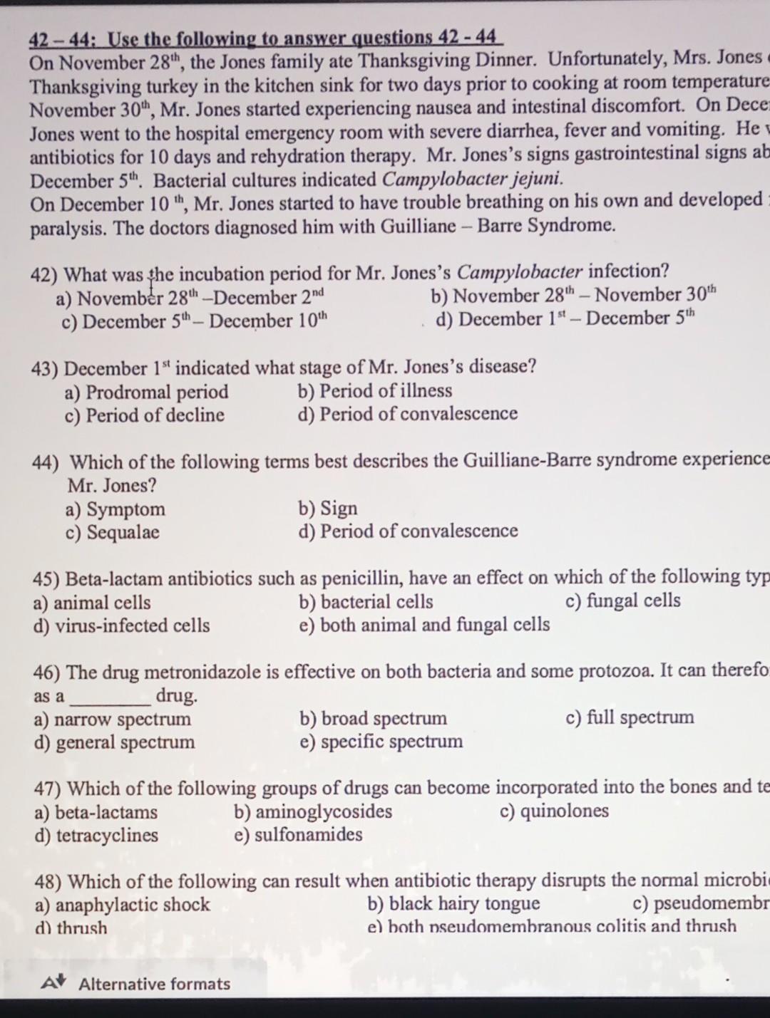 Solved 42 - 44: Use the following to answer questions 42−44 | Chegg.com