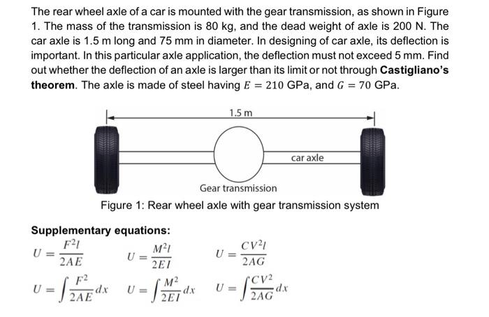 Solved The rear wheel axle of a car is mounted with the gear | Chegg.com
