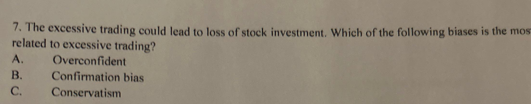 Solved The excessive trading could lead to loss of stock | Chegg.com