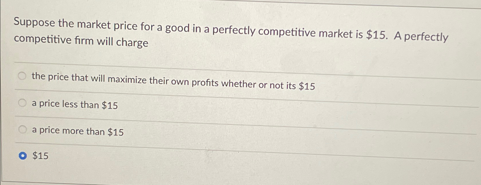 Solved Suppose the market price for a good in a perfectly | Chegg.com