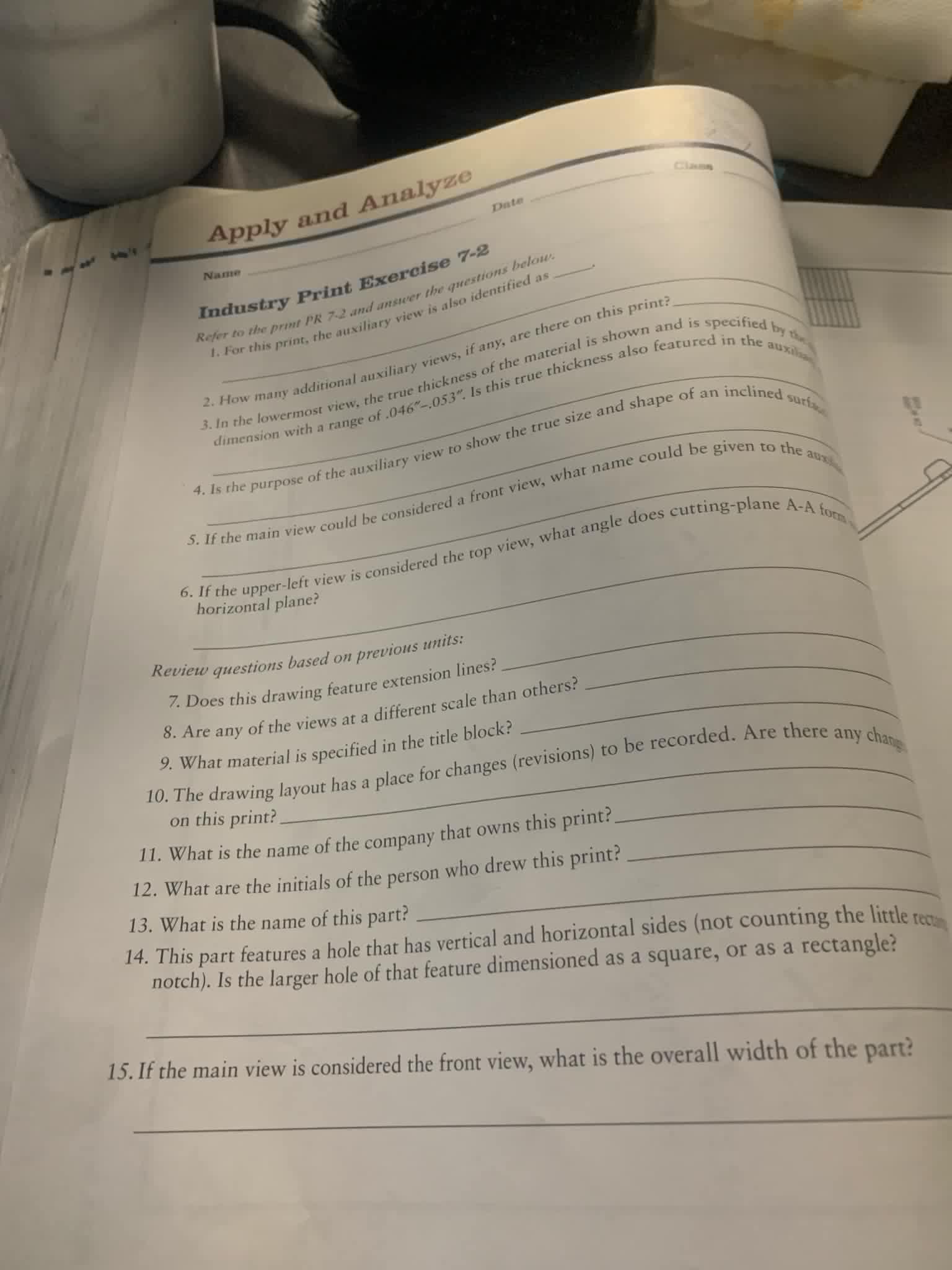 Solved Unit 9 ﻿Industry Print Exercise 9-1 ﻿print reading | Chegg.com