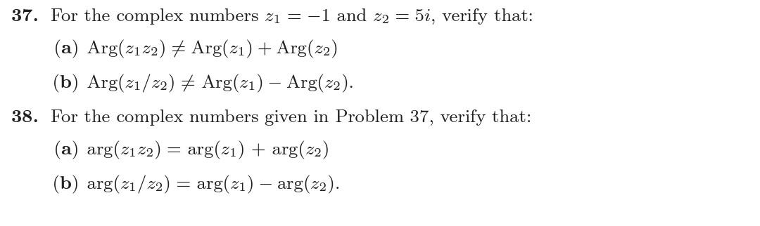 Solved 37. For the complex numbers z1=−1 and z2=5i, verify | Chegg.com