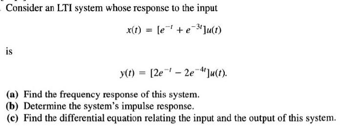 Solved Consider an LTI system whose response to the input | Chegg.com