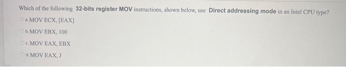 Solved Which of the following 32-bits register MOV | Chegg.com