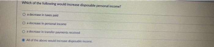 Solved Which of the following would increase disposable | Chegg.com