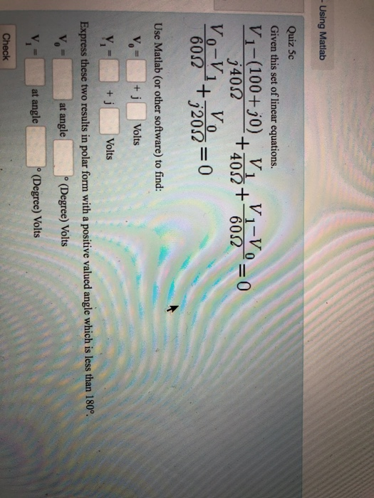 Solved - Using Matlab Quiz 5c Given this set of linear | Chegg.com