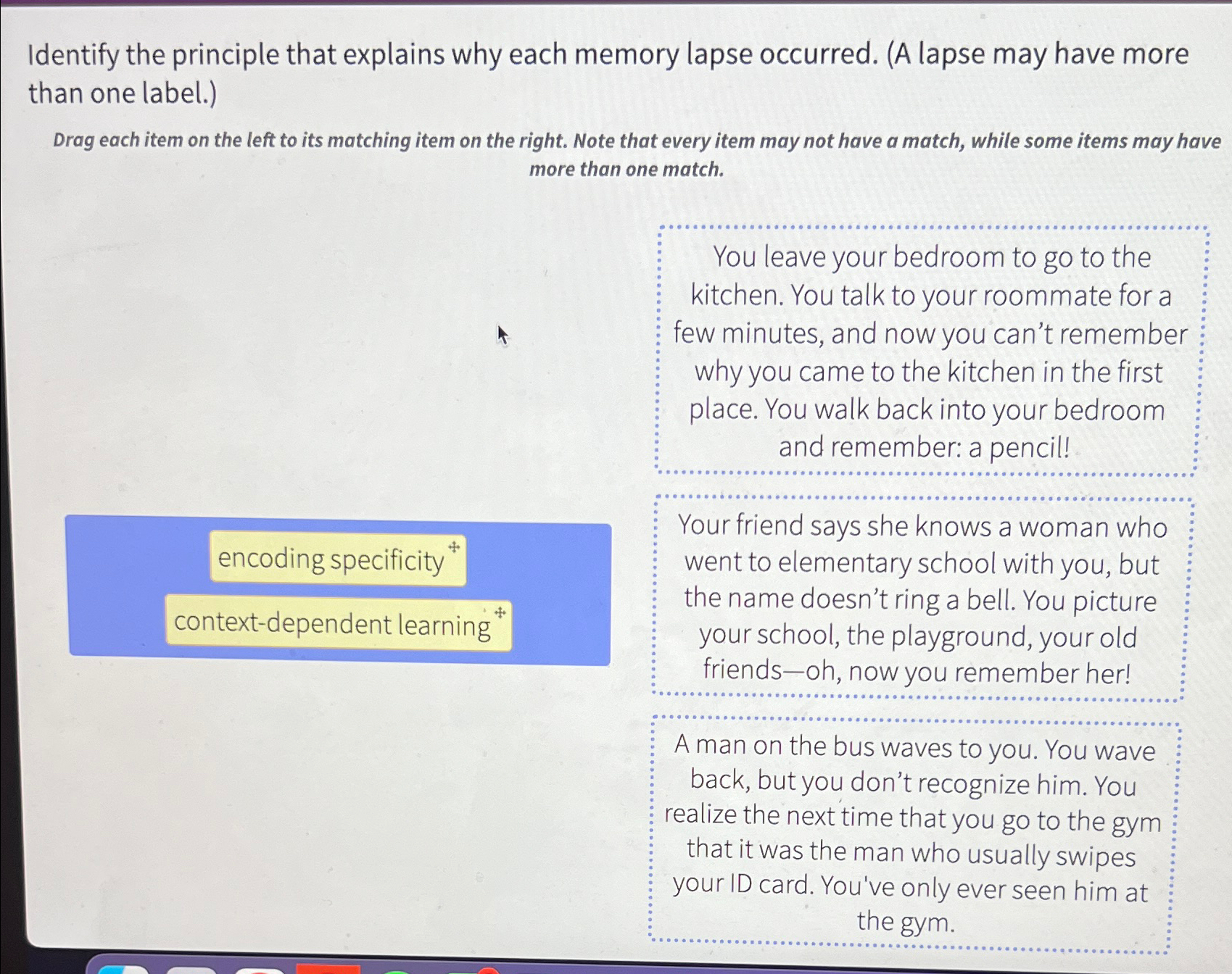 Solved Identify the principle that explains why each memory | Chegg.com