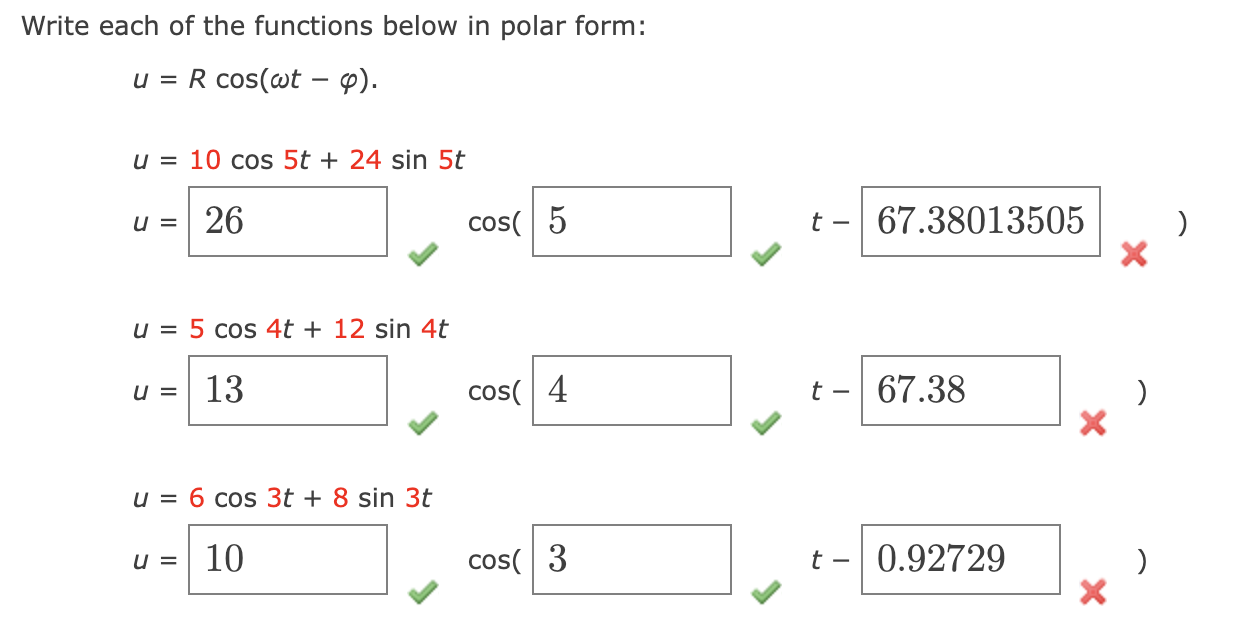 Solved Write each of the functions below in polar form: | Chegg.com