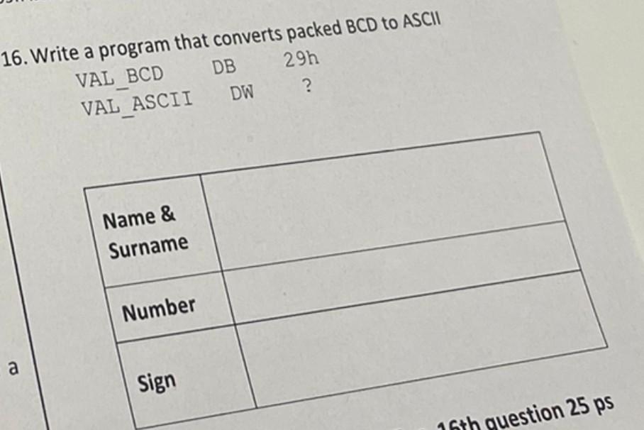 16 Write A Program That Converts Packed Bcd To Ascii 