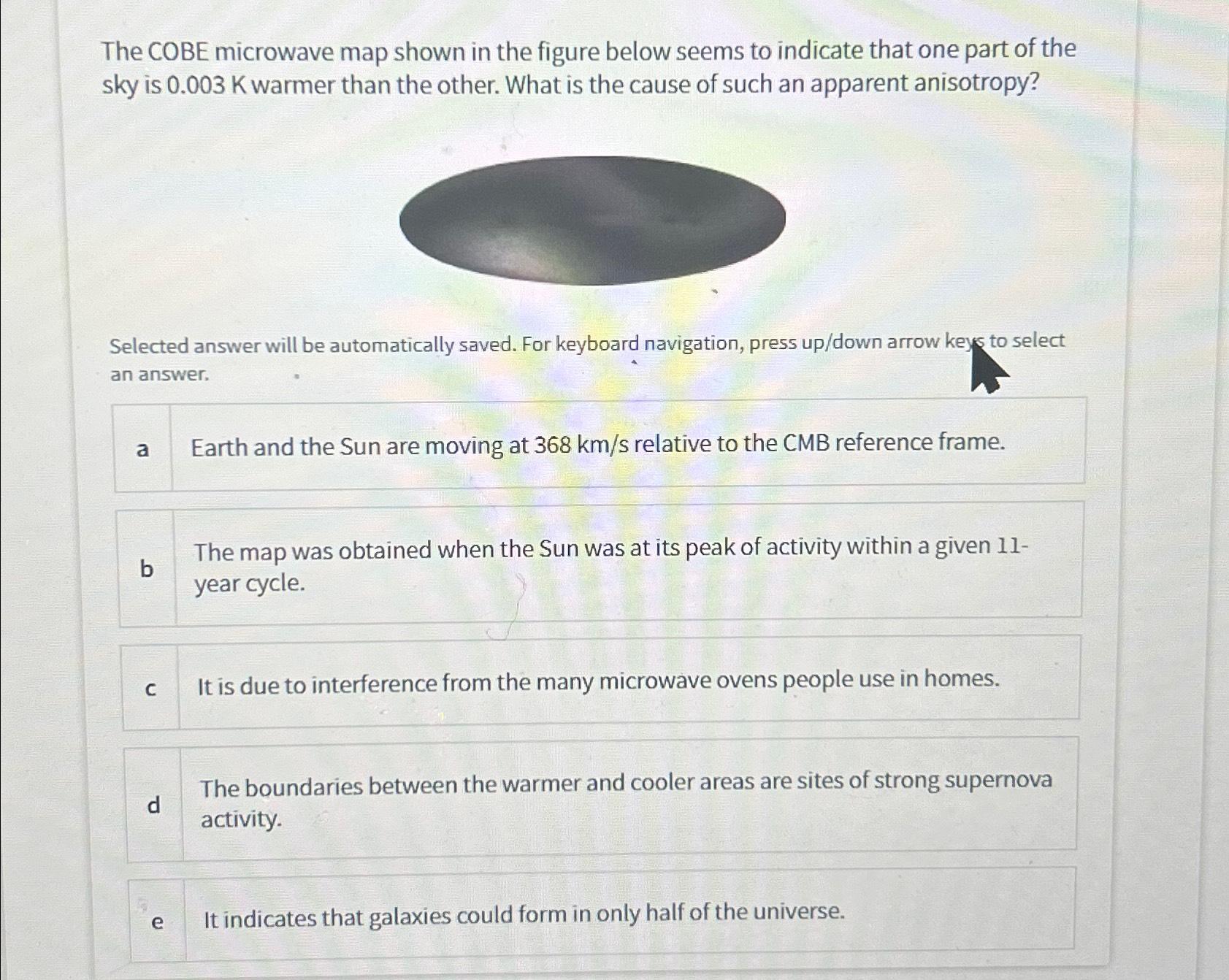 Solved The COBE microwave map shown in the figure below | Chegg.com