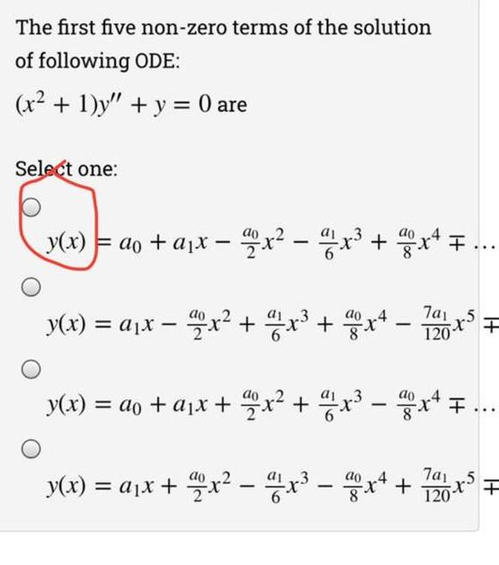 Solved 25 The first five non-zero terms of the solution of | Chegg.com