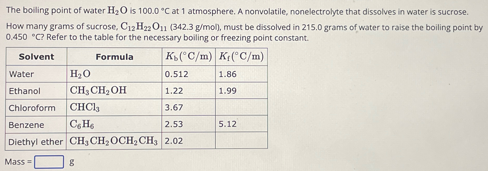 Solved The boiling point of water H2O ﻿is 100.0°C ﻿at 1 | Chegg.com