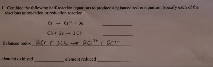 Solved 1. Combine the following half-reaction equations to | Chegg.com