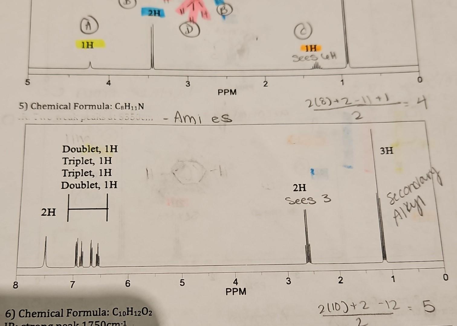 Solved 5) Chemical Formula: C8H11 N 6) Chemical Formula: | Chegg.com