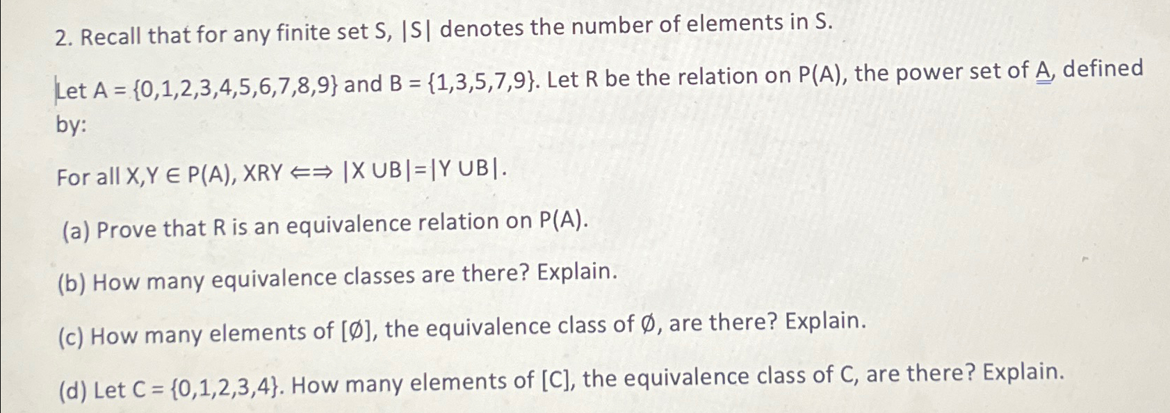 Solved Recall that for any finite set S,|S| ﻿denotes the | Chegg.com