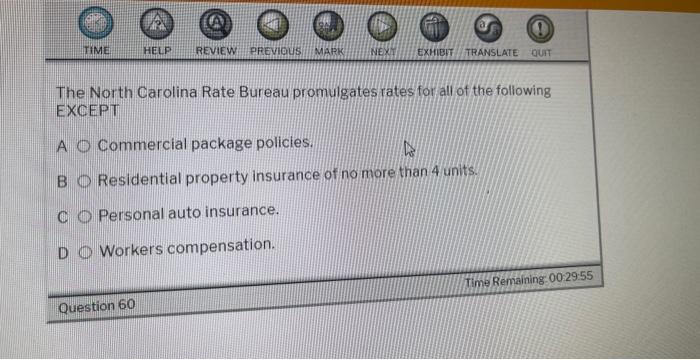 Solved The North Carolina Rate Bureau promulgates rates for | Chegg.com
