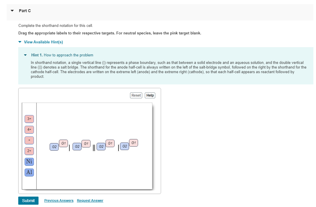 Solved Complete the shorthand notation for this cell.Drag | Chegg.com