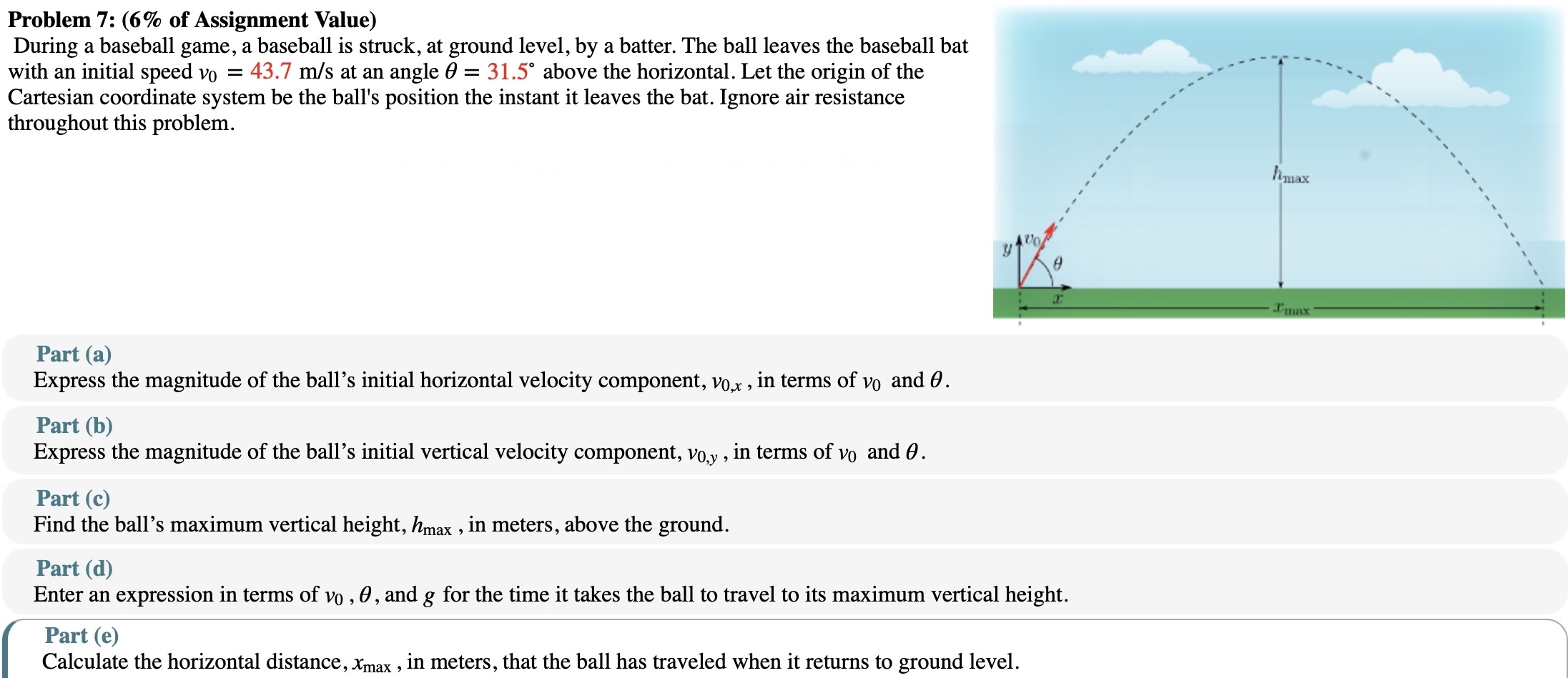 Solved Problem 7: (6% ﻿of Assignment Value)During a baseball | Chegg.com