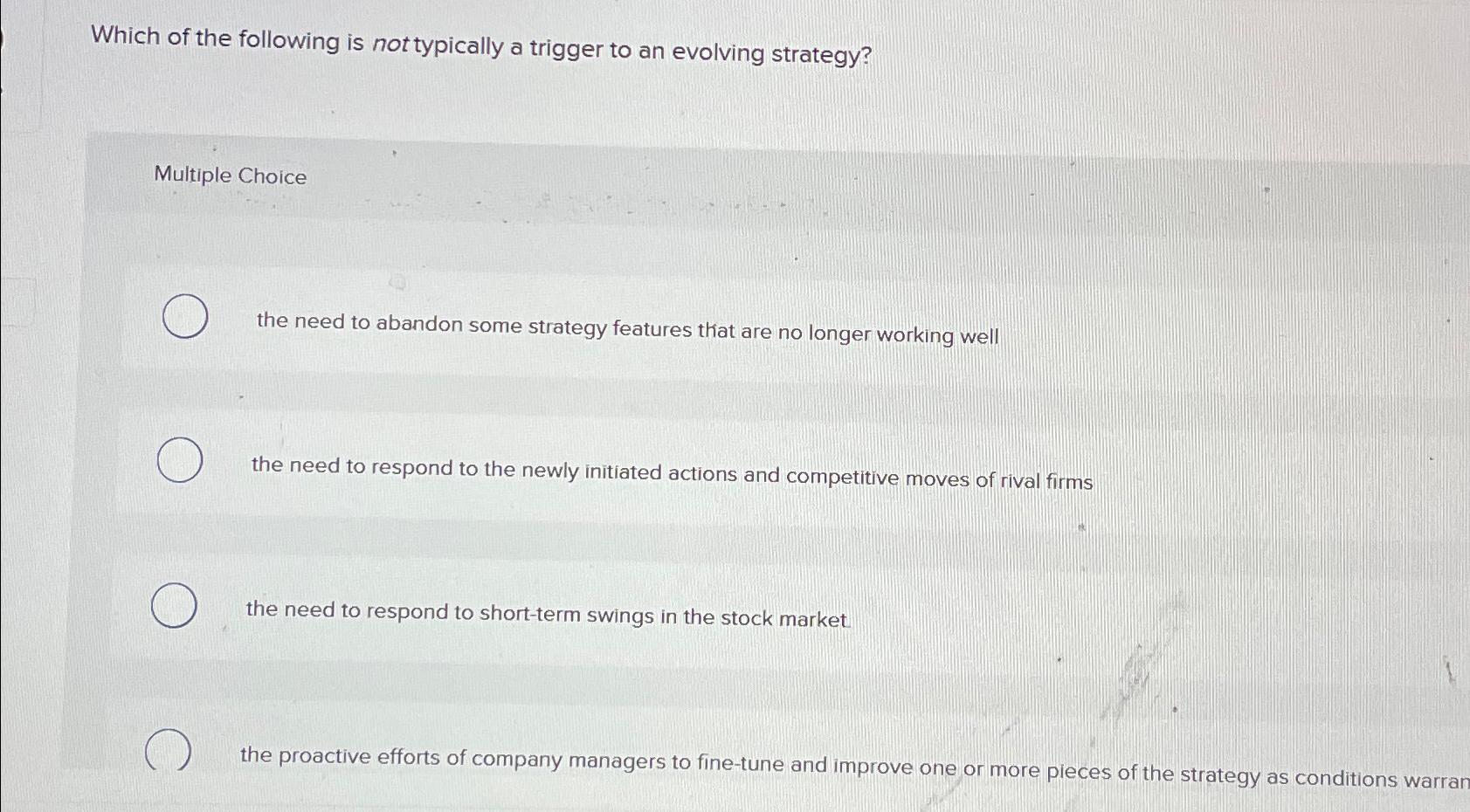 Solved Which of the following is not typically a trigger to | Chegg.com