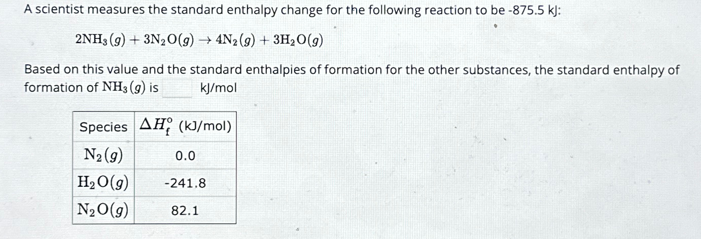 Solved A scientist measures the standard enthalpy change for | Chegg.com