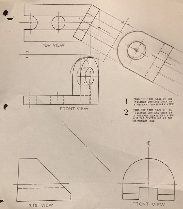 Solved TOP VIEW FIND THE TRUE SIZE OF THE INCLINED SURFACE | Chegg.com
