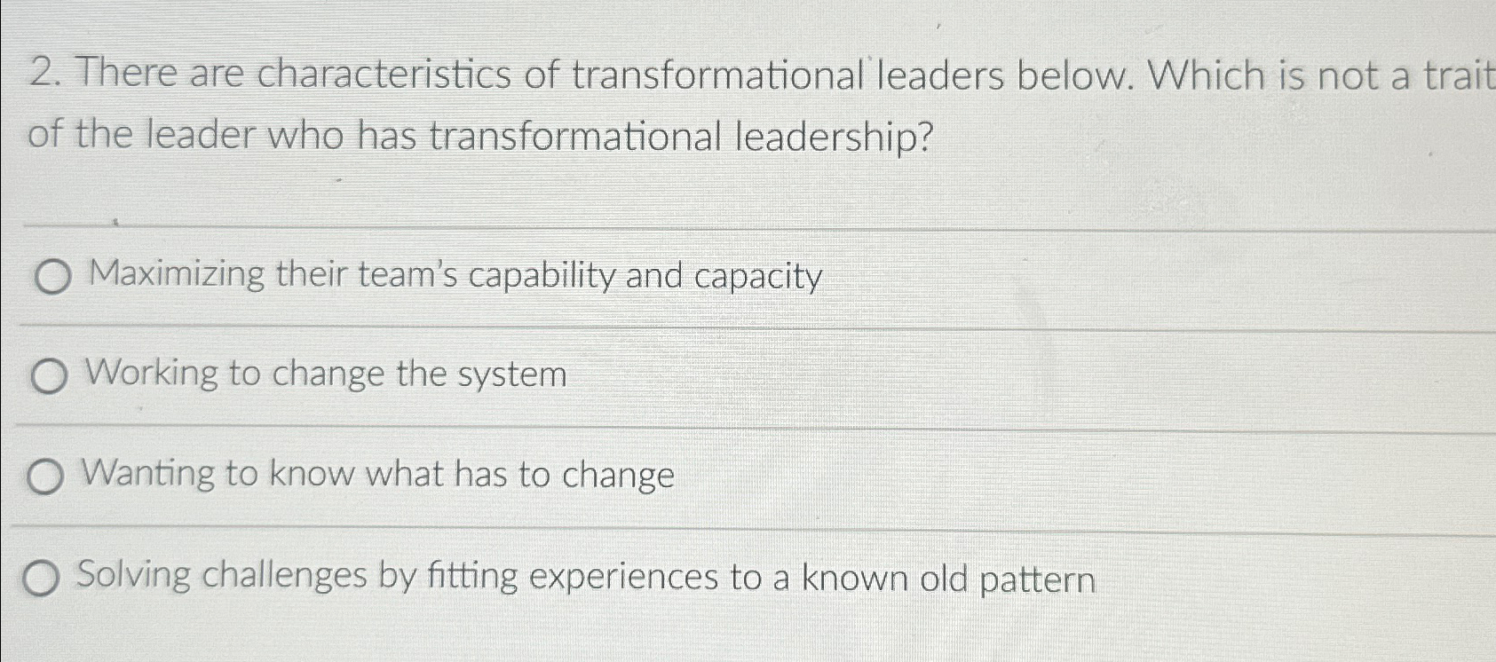 Solved There are characteristics of transformational leaders | Chegg.com