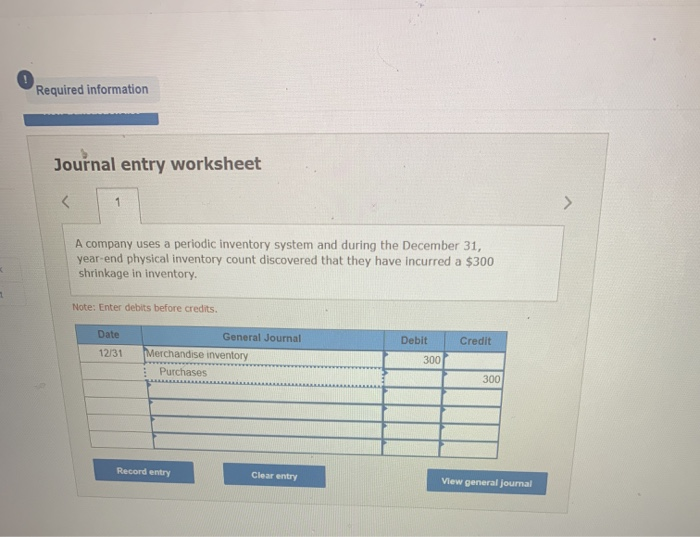 Solved Required information Journal entry worksheet