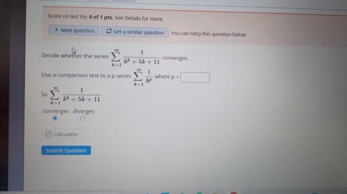 Solved Decide whether the series \\( \\sum_{k=1}^{\\infty} | Chegg.com
