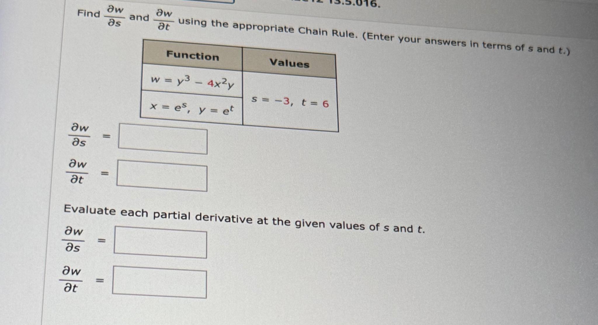 Solved Find delwdels ﻿and delwdelt ﻿using the appropriate | Chegg.com